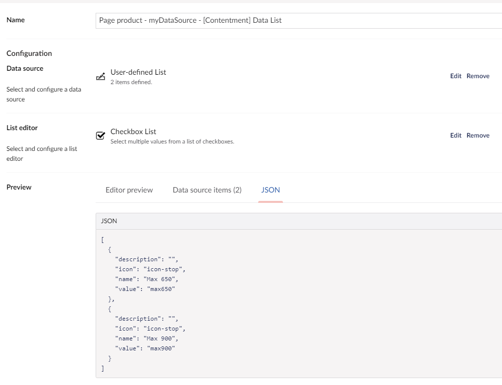 how to render user defined list with umbracocommunitycontentmentdatalist